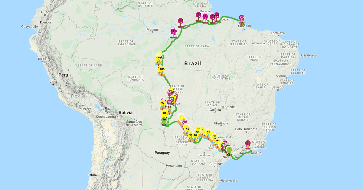 Mapa interativo traça rota de Hercule Florence na expedição Langsdorff ...